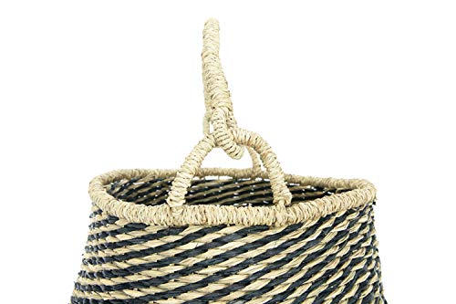Bloomingville 21.25" H Handwoven Seagrass Handle Basket, Black
