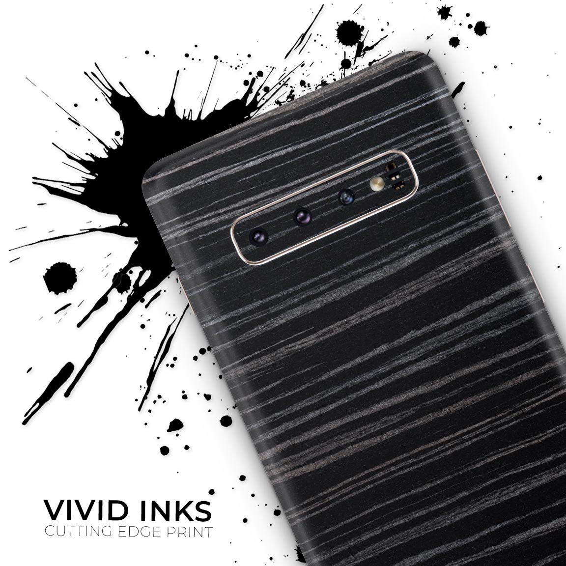 DesignSkinz Black Wood Texture Protective Vinyl Decal Wrap Skin Cover Compatible with The Samsung Galaxy S20 (Screen Trim & Back Glass Skin)