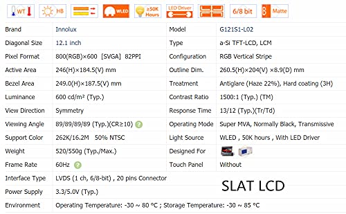 Innolux 12.1 Inch LCD Display G121S1-L02 with Full kit of Driver Board