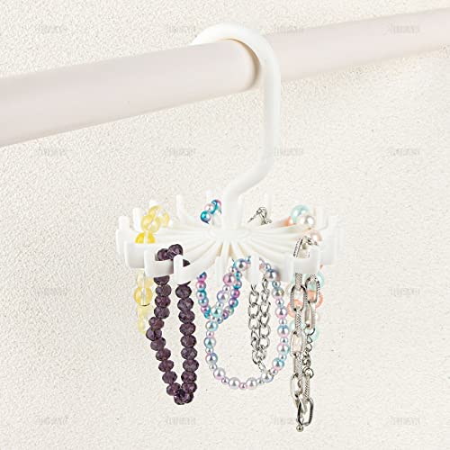 AUEAR, 8 Pack 360 Degree Rotating Scarf Hanger 20 Hooks Twirl Plastic Ties Hanger for Women Men Home Bedroom Supplies (White)