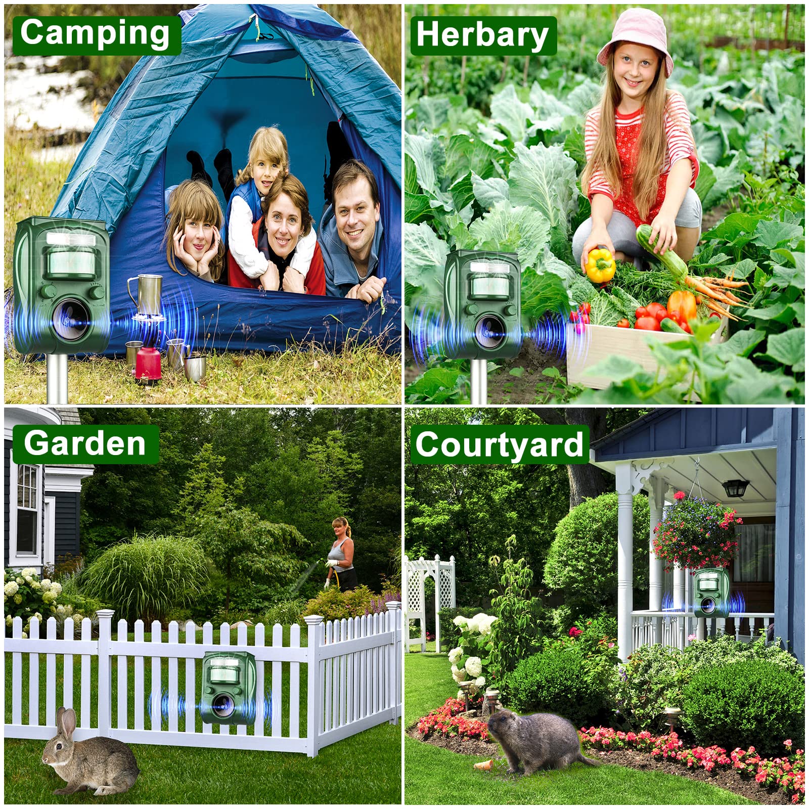 2024 Upgraded Solar Animal Repeller - 360° Animal Repellent Ultrasonic Outdoor - Deer Cat Repellent Devices Squirrel Dog Repeller with Motion Sensor & Flash for Fox Bird Mole Skunk Coyote Raccoon