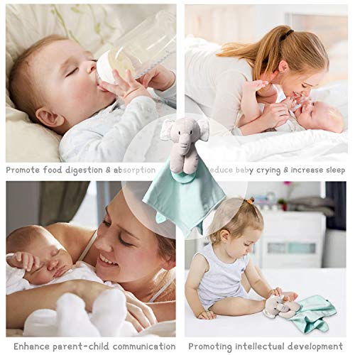FINOHOPE Baby Blanket Plush Fleece with Security Blanket Snuggler Stuffed Animal Loveys for Boys and Girls, Blue Elephant