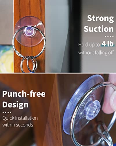Pawfly 20 Pcs Suction Cups 1.8 Inch Clear Plastic Suction Pads for Home Organization and Decoration Strong Adhesive Sucker Holders for Kitchen Bathroom Window and Glass Door