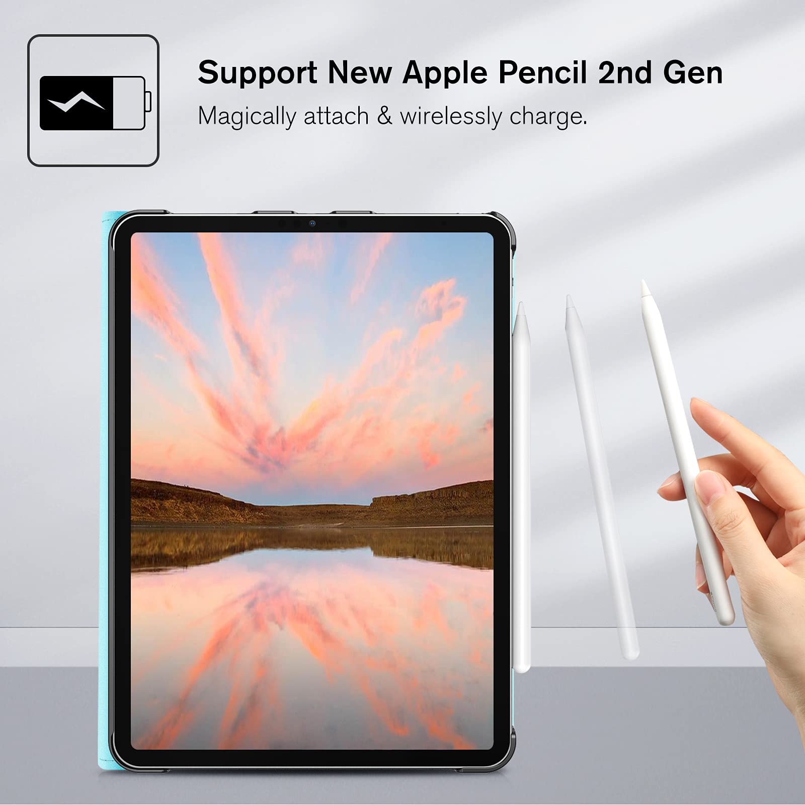 Fintie Case for iPad Pro 11-inch (4th / 3rd Generation) 2022/2021 - Multiple Angles Viewing Folio Stand Cover with Pencil Holder & Pocket, Also Fit iPad Pro 11" 2nd/1st Gen, Blossom