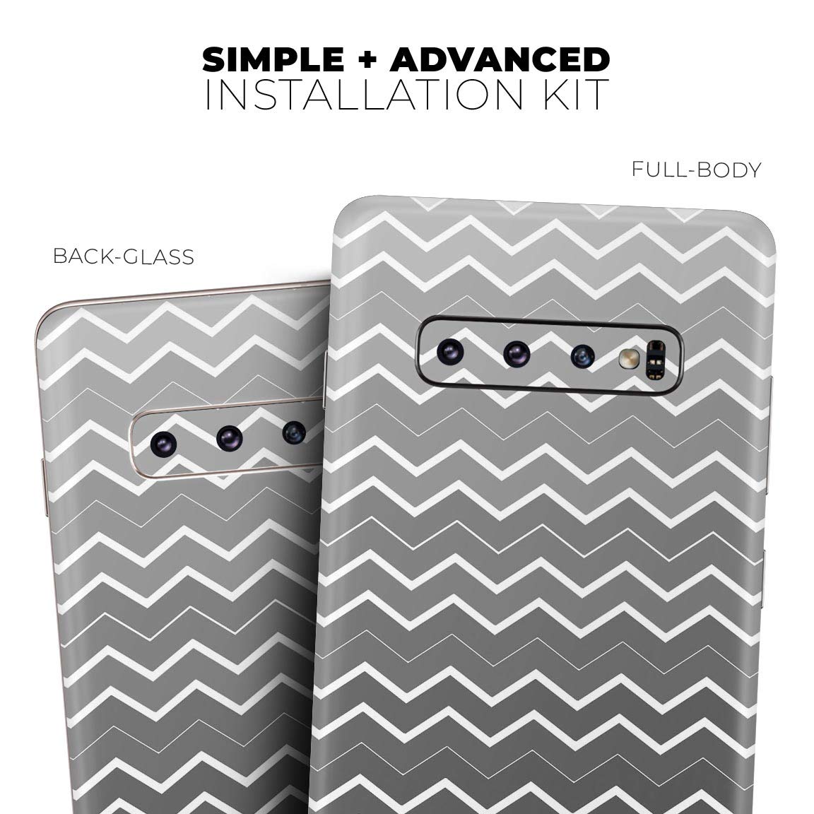 DesignSkinz Black Gradient Layered Chevron Protective Vinyl Decal Wrap Skin Cover Compatible with The Samsung Galaxy S20 (Screen Trim & Back Glass Skin)