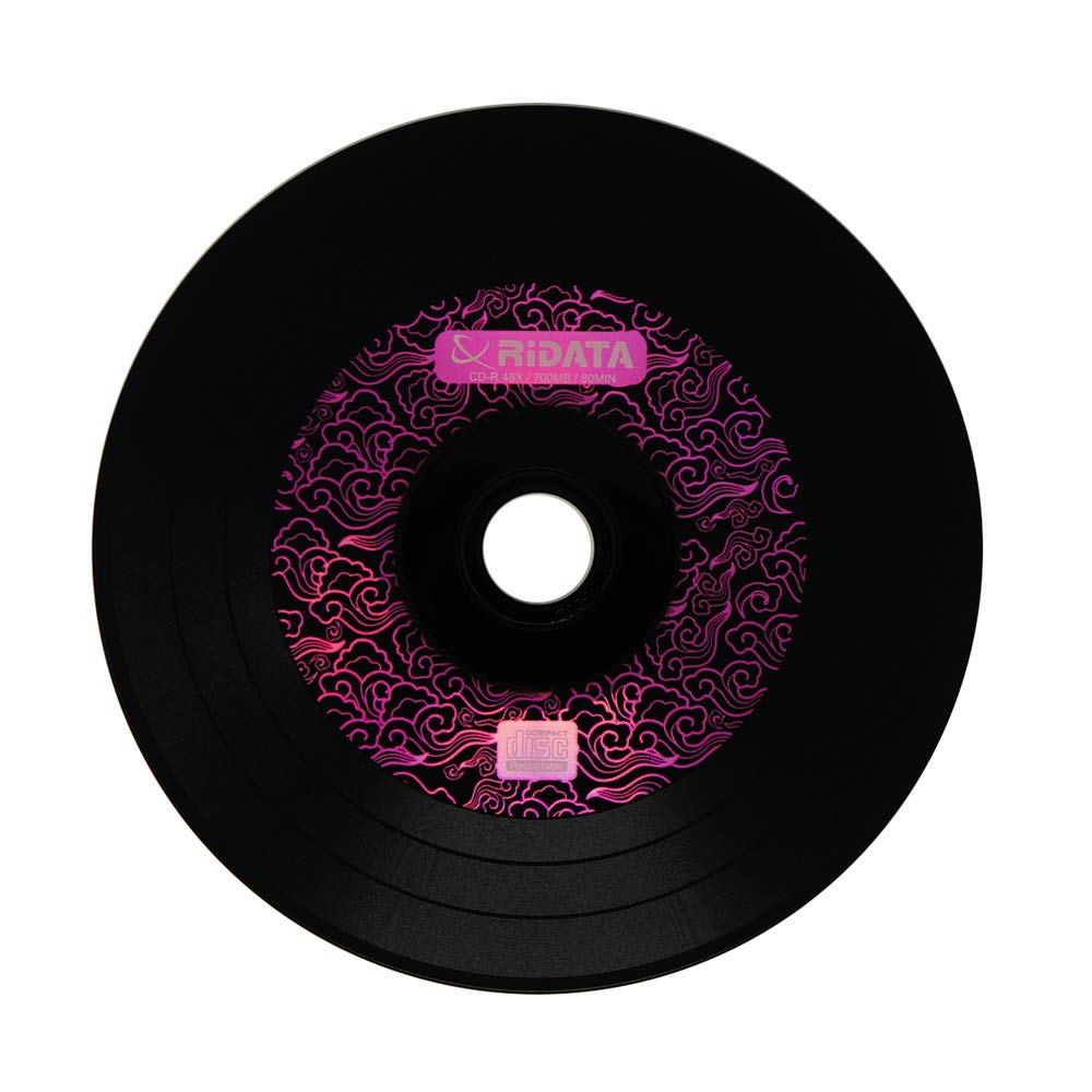 200 Pack Ridata Black CD-R 48X 700MB 80Min Digital Vinyl Surface Black Bottom Blank Media Recordable Disc