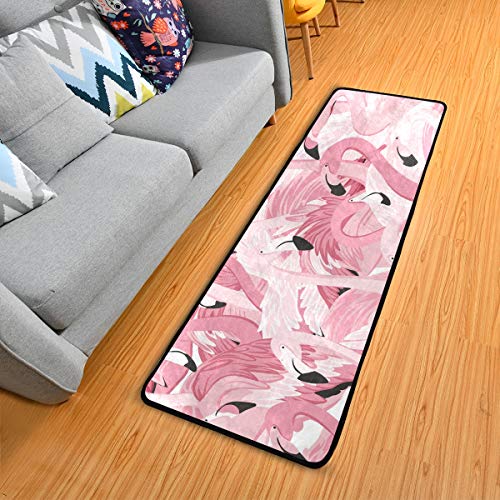 Blueangle Pink Flamingos Runner Rug Soft Plush Hallway Entryway Living Dining Room Area Rug (2' X 6')