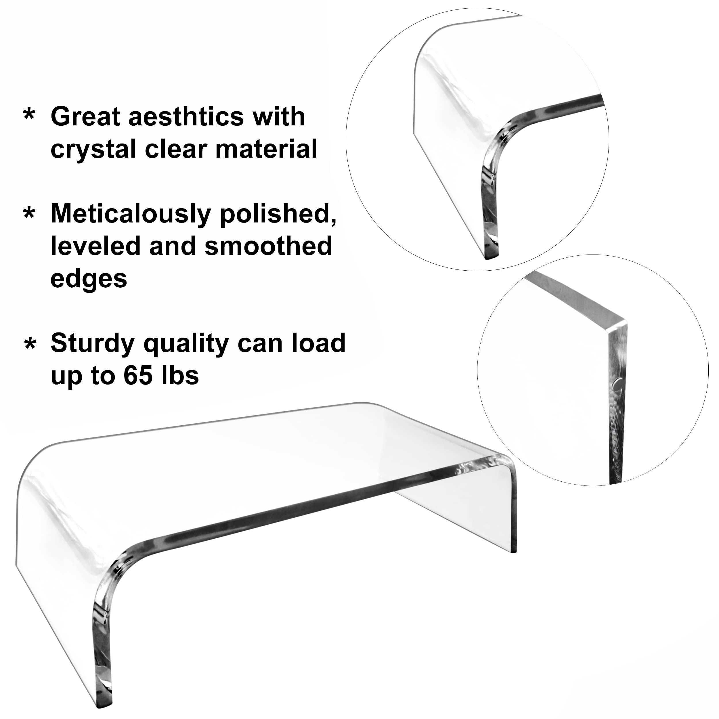 AMT Premium Acrylic Clear Monitor Stand Laptop/PC/Multimedia Monitor Riser for Home Office