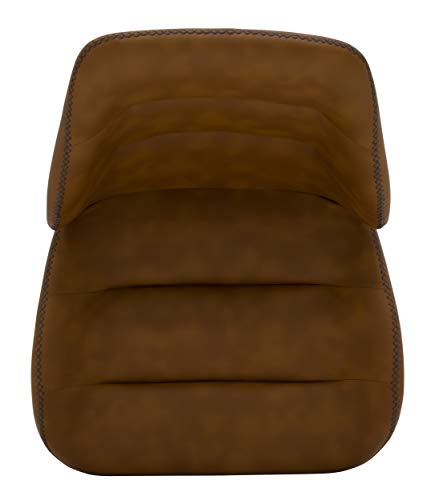 Calico Designs Devonport Swivel Armless, No Casters, Home Office Accent Chair in Black Metal 4-Star Base/Anitque Spotted Copper Faux Leather with Stitch Detail