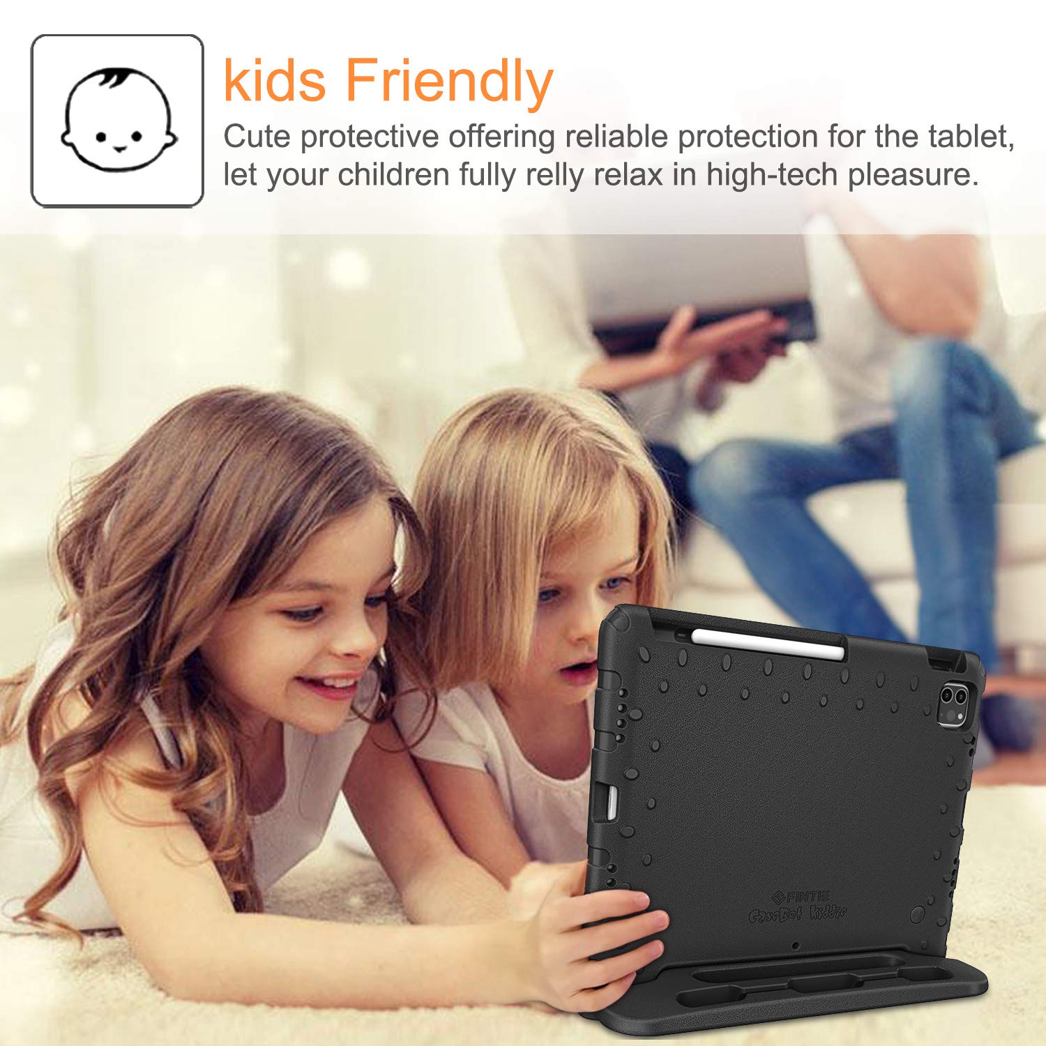 Fintie Case for iPad Air 5th / 4th Generation (2022/2020) 10.9 Inch, iPad Pro 11" (4th/3rd/2nd Gen)- Kiddie Lightweight Shockproof Kids Friendly Stand Cover, Pencil Holder, Black