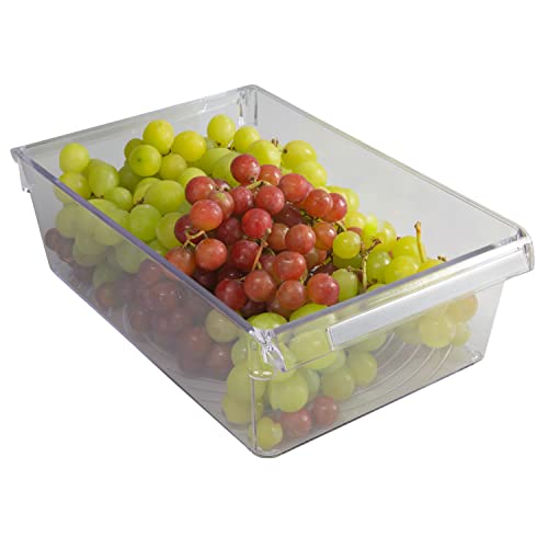 Kitchen Details 2 PK Stainless Lip Fridge & Freezer Organizer, Kitchen, Countertops, Cabinets, Pantry, Large 2 Pack Refrigerator Storage Bins, Super Clear