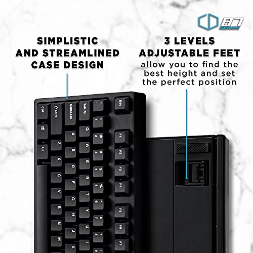 iKBC CD87 V2 Ergonomic Mechanical Keyboard with Cherry MX Black Switch for Windows and Mac, Tenkeyless Keyboard Upgraded with Mistel PBT Double Shot Keycaps for Desktop and Laptop, Solid Build Quality