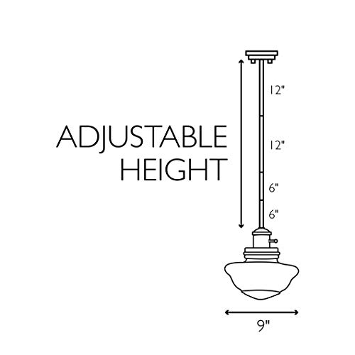 Design House 587451 Schoolhouse Modern Industrial Farmhouse Indoor Dimmable Pendant Light with Clear Seedy Glass for Kitchen Dining Bar Area, Matte Black