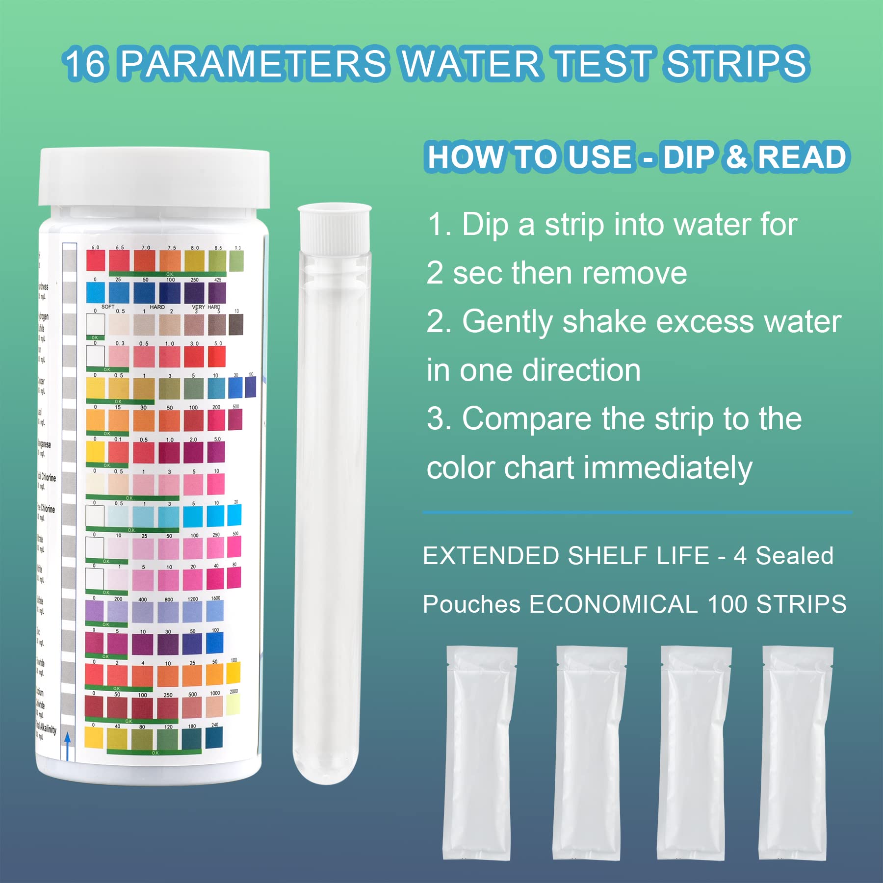17 in 1 Complete Water Test Kit for Home,100 Strips + 2 Bacteria Water Testing Kits for Drinking Water Easy Testing Bacteria, pH, Lead, Fluoride,Hardness and More