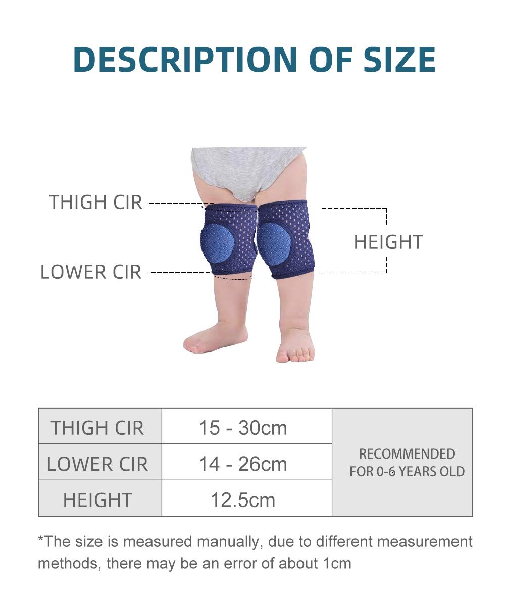 Baby Knee Pads for Crawling, Knee Pads for Baby Adjustable Protector for Toddler 2 Pairs (GRAY+BLUE)