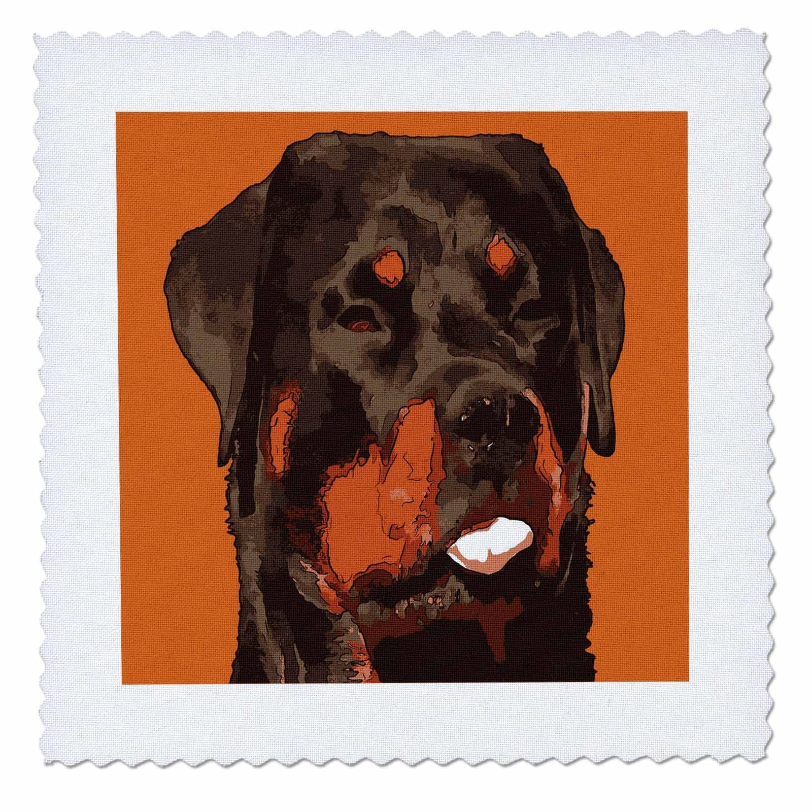 20x20 inch Quilt Square - Cartoon Style Nerdy Rottie Sticking Tongue Out Vector Art - Rottweiler