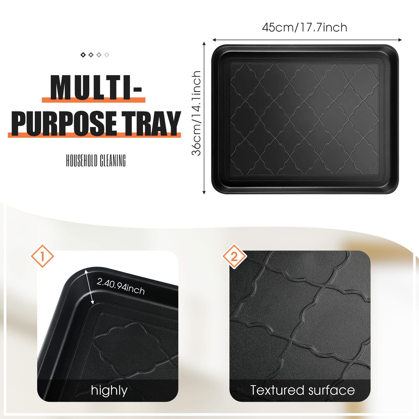 4 Pack Boot Tray Shoe Tray for Entryway Waterproof Plastic Boot Tray Entry Way Shoe Organizer PET Food Tray Indoor Outdoor Boot Mat for Boots Shoes Pets Garden