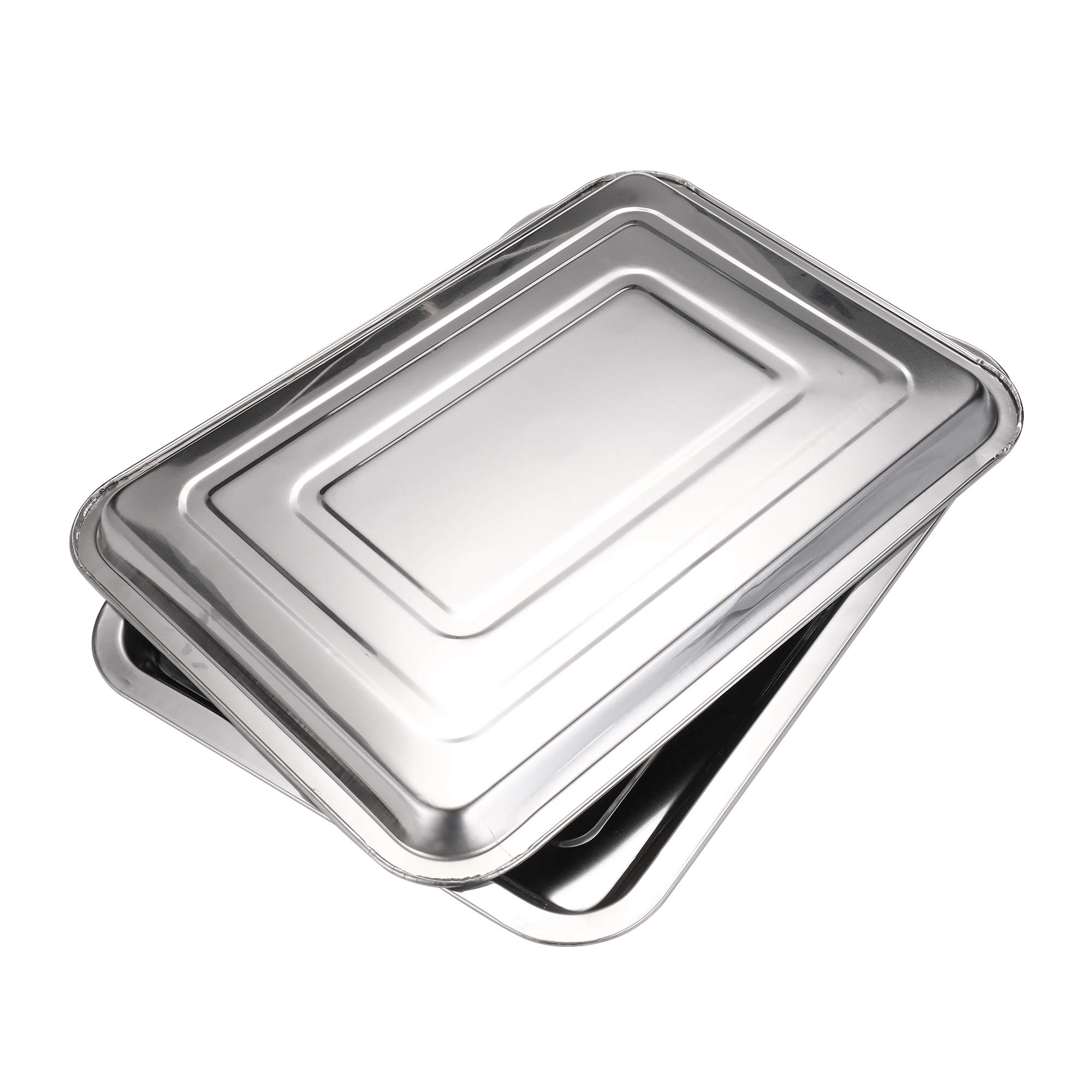 5 Pack Stainless Steel Tray,DOWEI 13 1/2" x 10" Professional Medical Surgical Stainless Steel Tray Dental Body Piercing Instrument Tool Flat Supplies