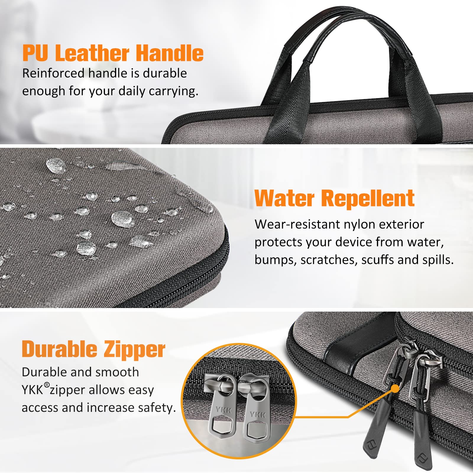 FINTIE FINPAC 13-14" Laptop Sleeve Case Briefcase Shoulder Bag with Tablet Pocket and Accessory Pouch for MacBook Pro 14, 13" MacBook Pro/Air, iPad 12.9-13 & Other Up to 14" Chromebook Tablet - Gray