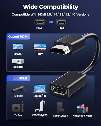 ANDTOBO HDMI Male to Female HDMI High-Speed Extension Cable for Google Chrome Cast,Roku Stick,TV Stick,Xbox,PS3/4-2Pack