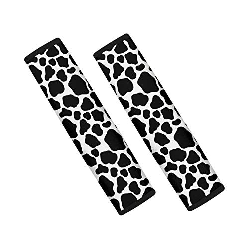 Dreaweet Cow Spots Seat Belt Cover 2 Packs for Men Boys Animal Skin Print Soft Car Seat Belt Pad Cover Wear Resistant Seat Belt Shoulder Pads Car Accessories