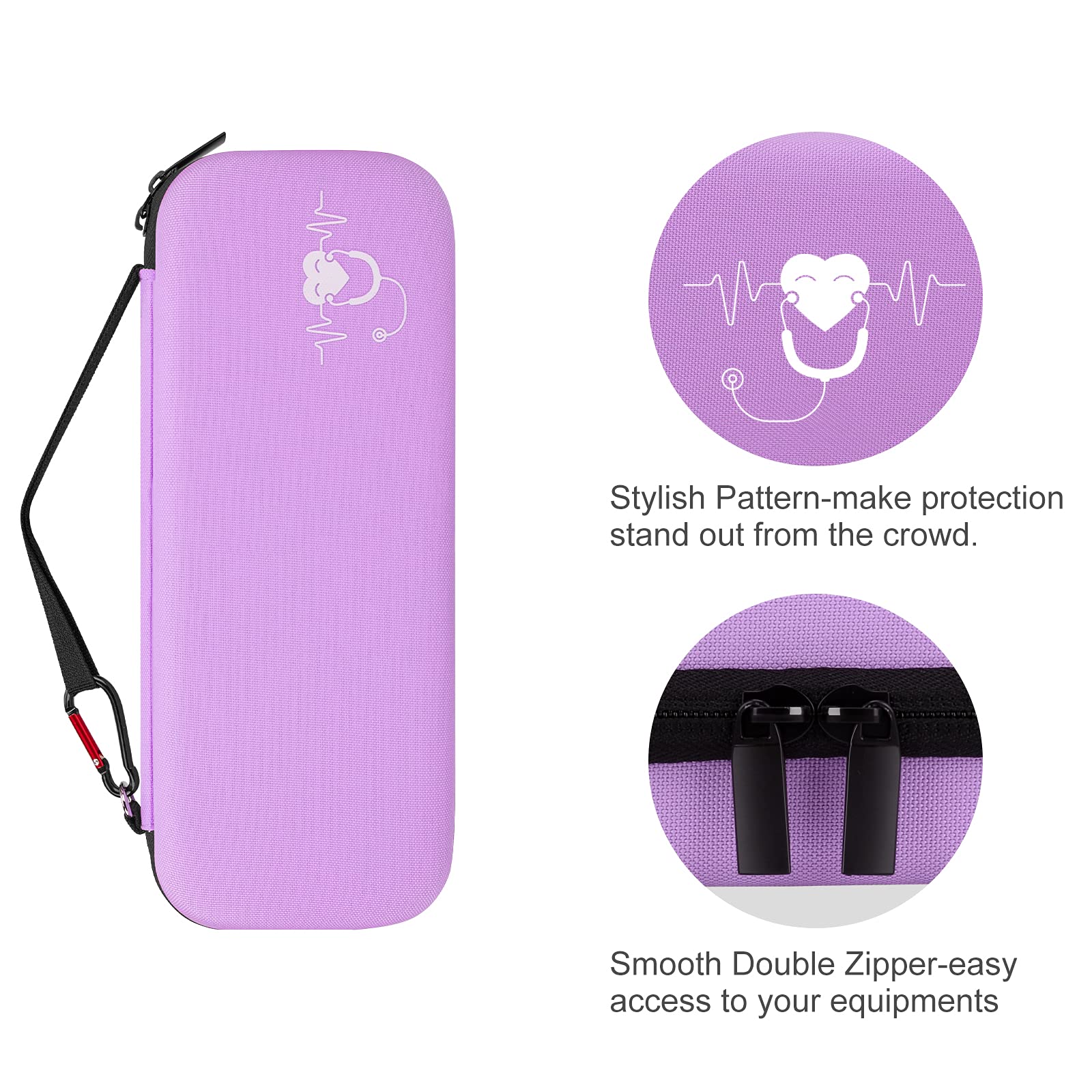 Opoway Stethoscope Carrying Case, Hard Stethoscope Case Compatible for 3M Littmann Classic III, Cardiology IV Diagnostic, MDF Acoustica Stethoscopes and Other Nurse Accessories (Purple)