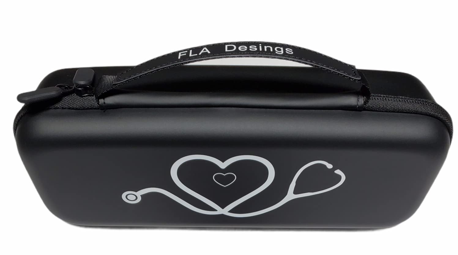 FLA handmade in USA Stethoscope Holder pro with Clip, Handmade in USA Genuine Leather .Perfect for Nurses, EMT, Medical Nursing Student. No More Neck Carrying. (Stethoscope Case (Black))