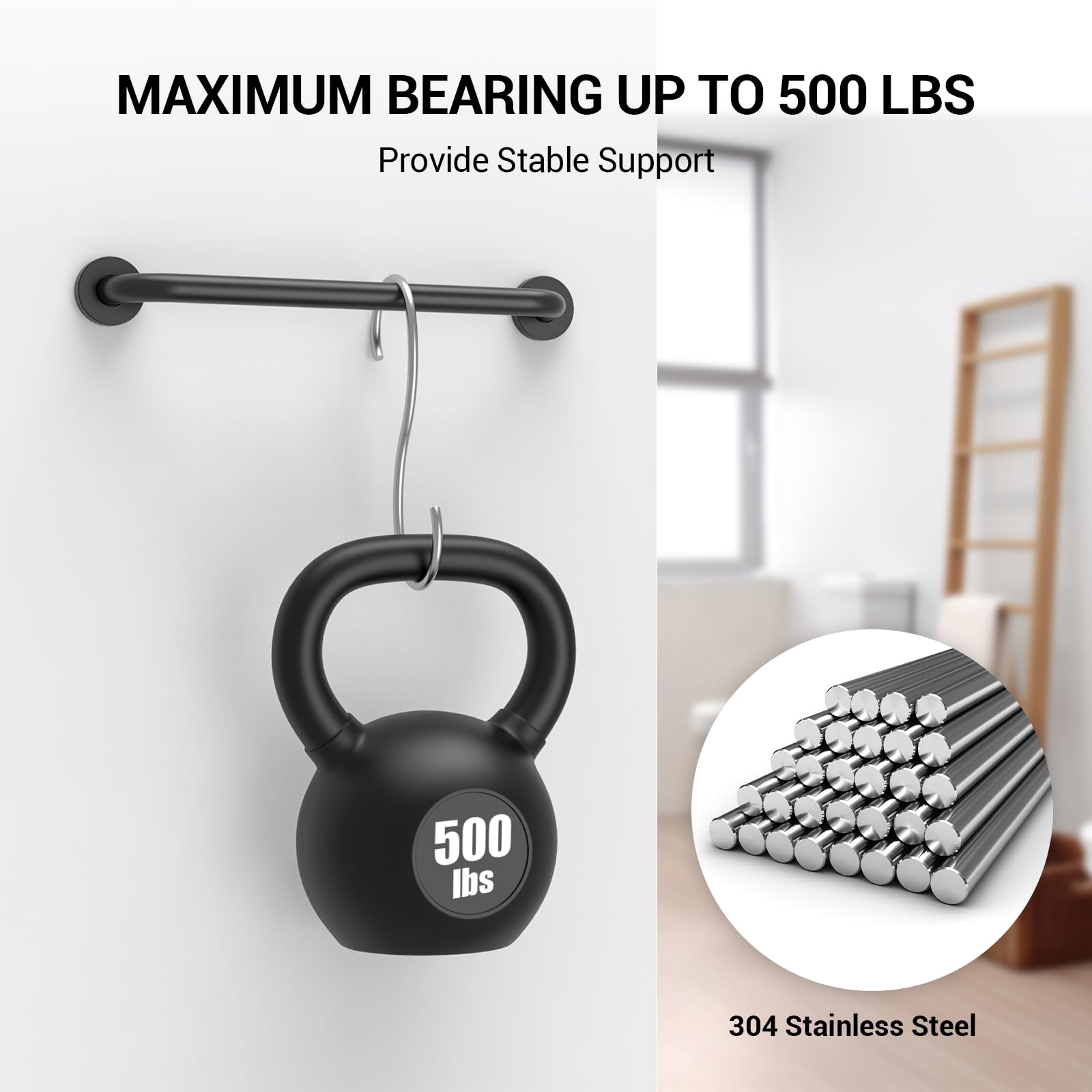16 Inch Grab Bars for Bathtubs and Showers Black, Safety Shower Grab Bars for Seniors Elderly Handicapped, Handicap Grab Bars for Shower with Concealed Screws, Tesuchan
