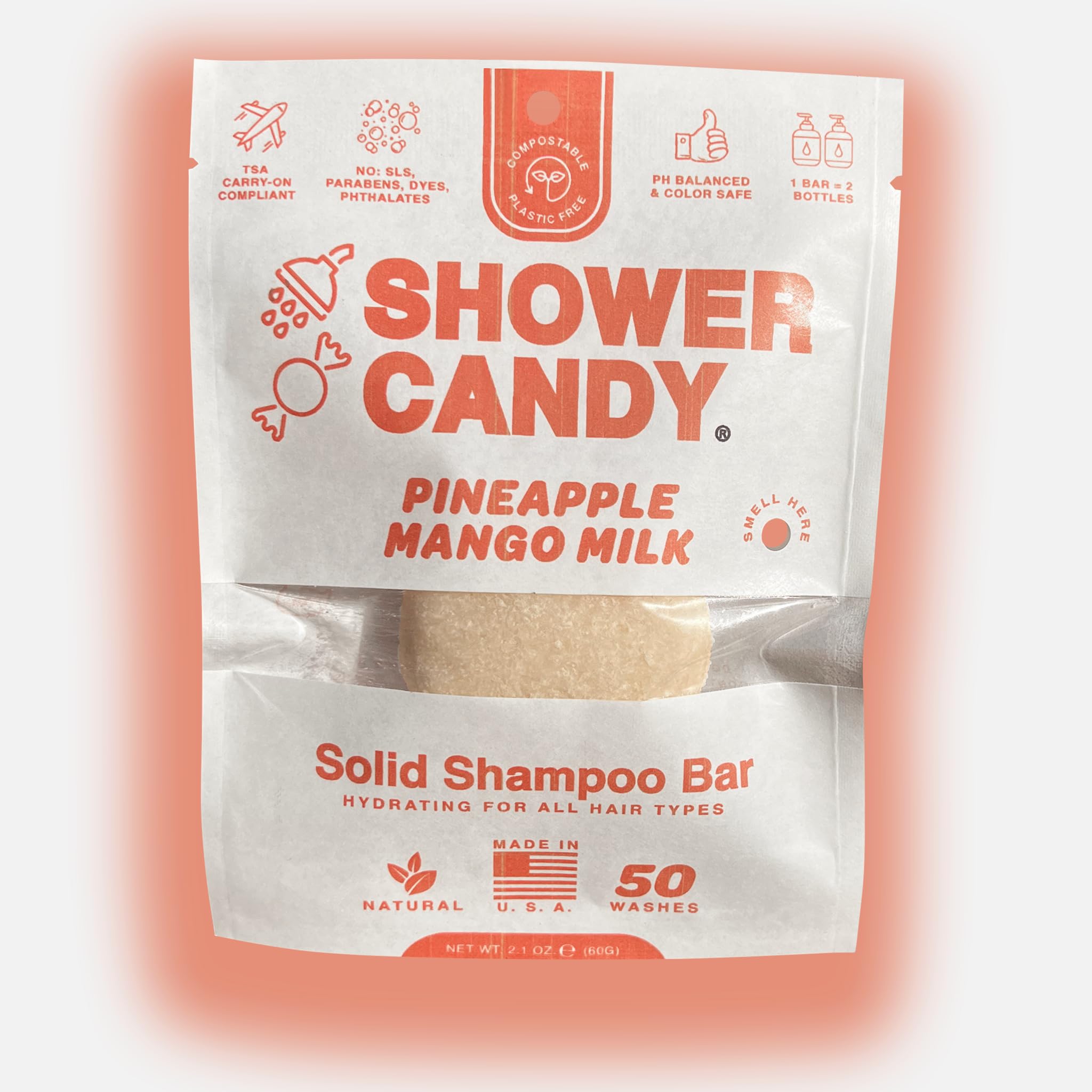 Shower Candy Pineapple Mango Shampoo Bar - Travel Sized