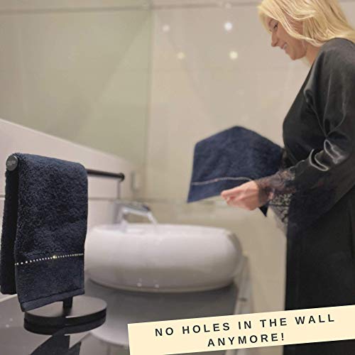 Debodda Modern Hand Towel Stand for Bathroom, Kitchen or Vanity, Height 13.78β, Free Standing Matte Satin Countertop Rack with Balanced Base, Perfect Hand Towel Holder, Dual Washcloth Display