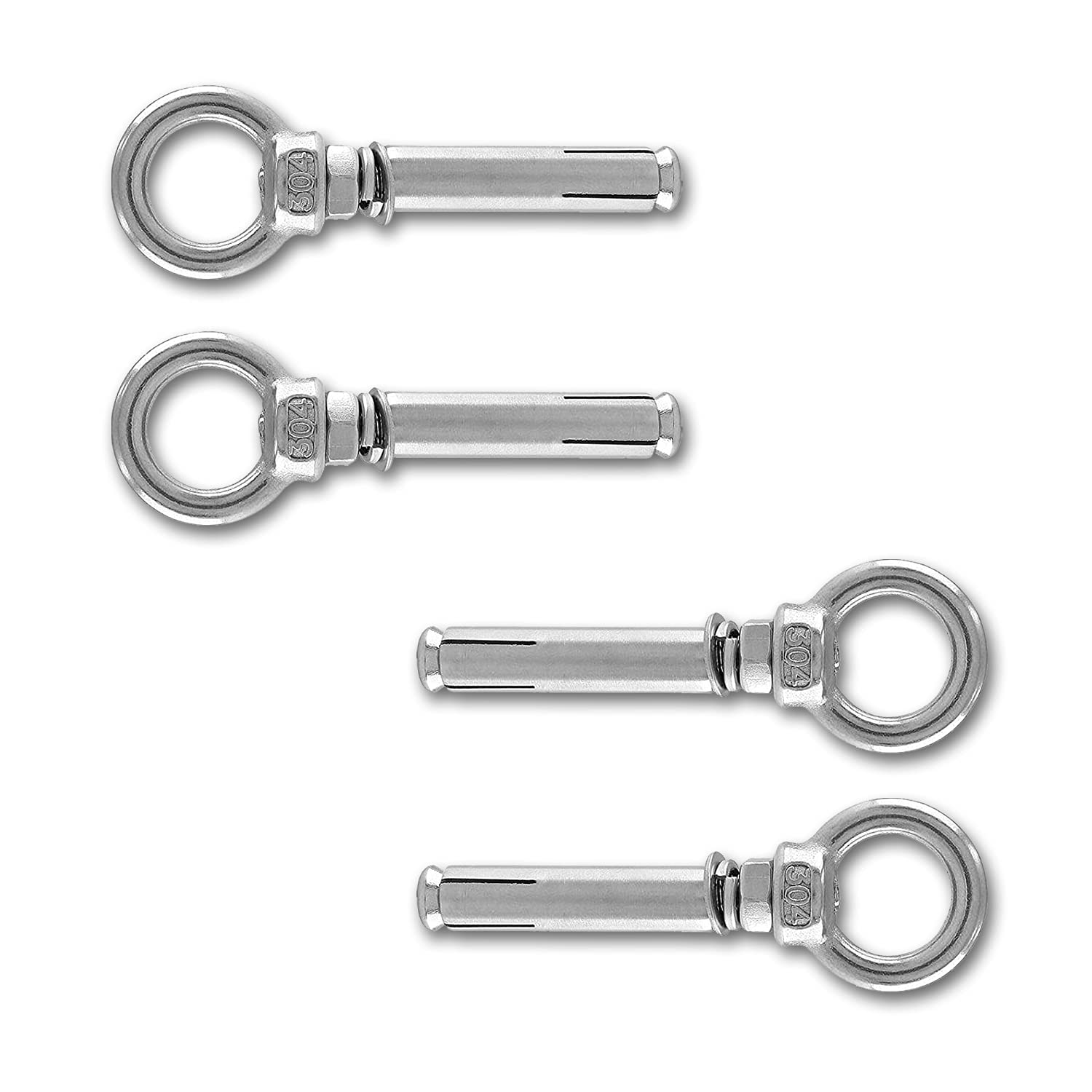 Reedny,Eyebolt Bolt Stainless Steel Wall Concrete Brick Anchor Expansion Bolts Ring Screw Eyes,Heavy Duty Anchor Fastener Eye Bolt (M8, 4 Pcs)