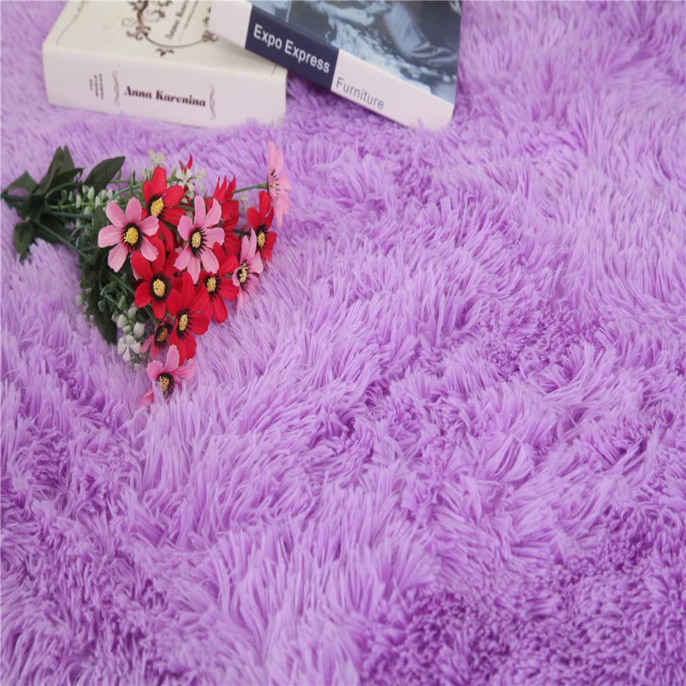 gdmgdr Soft Oval Nursery Rug for Girls Room Bedroom Oval Home Decor, 2.6' X 5.3', Purple
