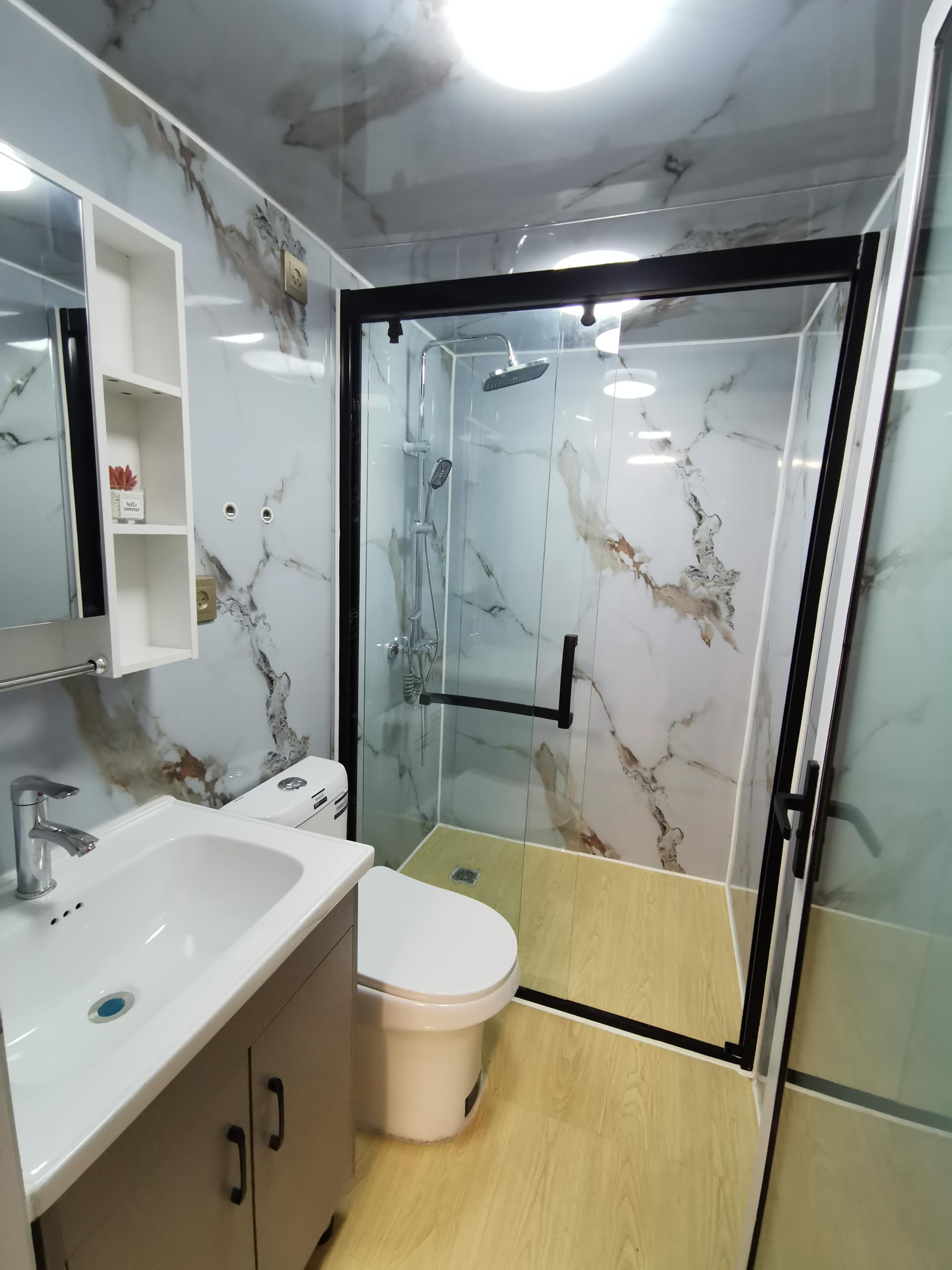 20FT Tiny House - Prefab Portable Container Home with 2 Bedrooms, Bathroom, and Kitchen - Foldable Steel Frame Mobile Home for Adult Living - 1 Year Warranty - Modern Design