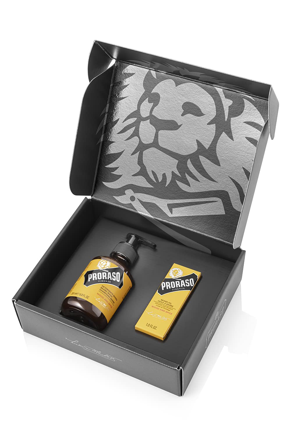Proraso Beard Care Kit for Men, Beard Wash & Oil with Sandalwood to Tame, Cleanse & Detangle Full, Thick and Coarse Beards, Wood & Spice