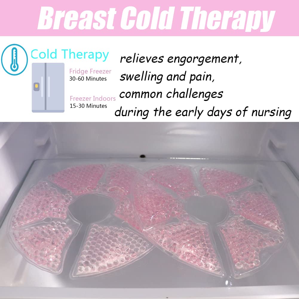 Breast Therapy Ice Packs, Hot and Cold Breast Pads, Breastfeeding Essentials Large Gel Bead Packs for Moms