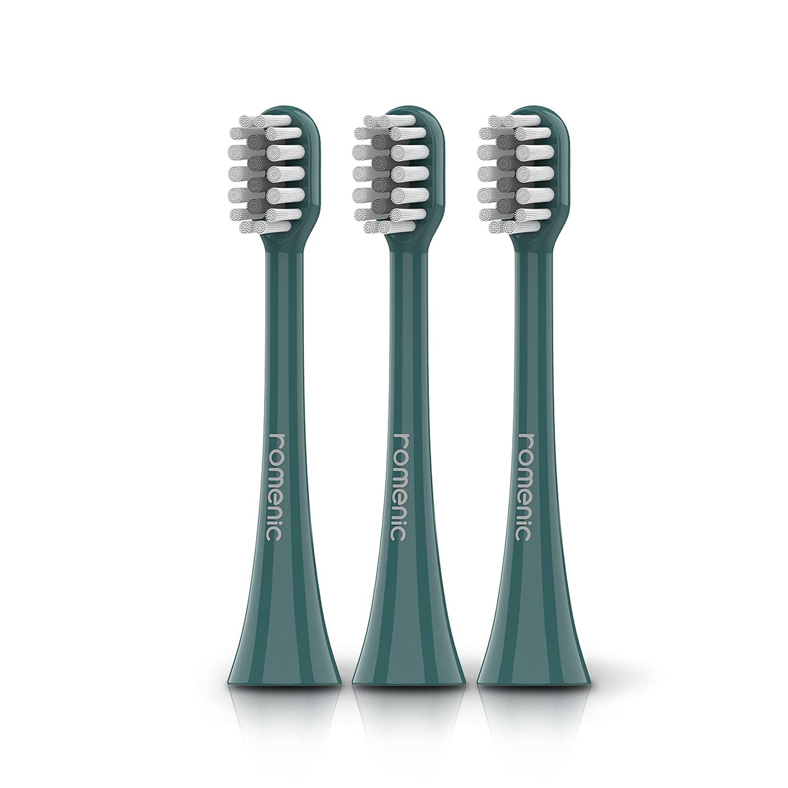 Replacement Heads for Hyslor, ROMENIC Toothbrush Heads Set for Electric Toothbrush T10X and H20S, with Protective Cover for Premium Gum Care, 3 Counts (Forest Greenish)