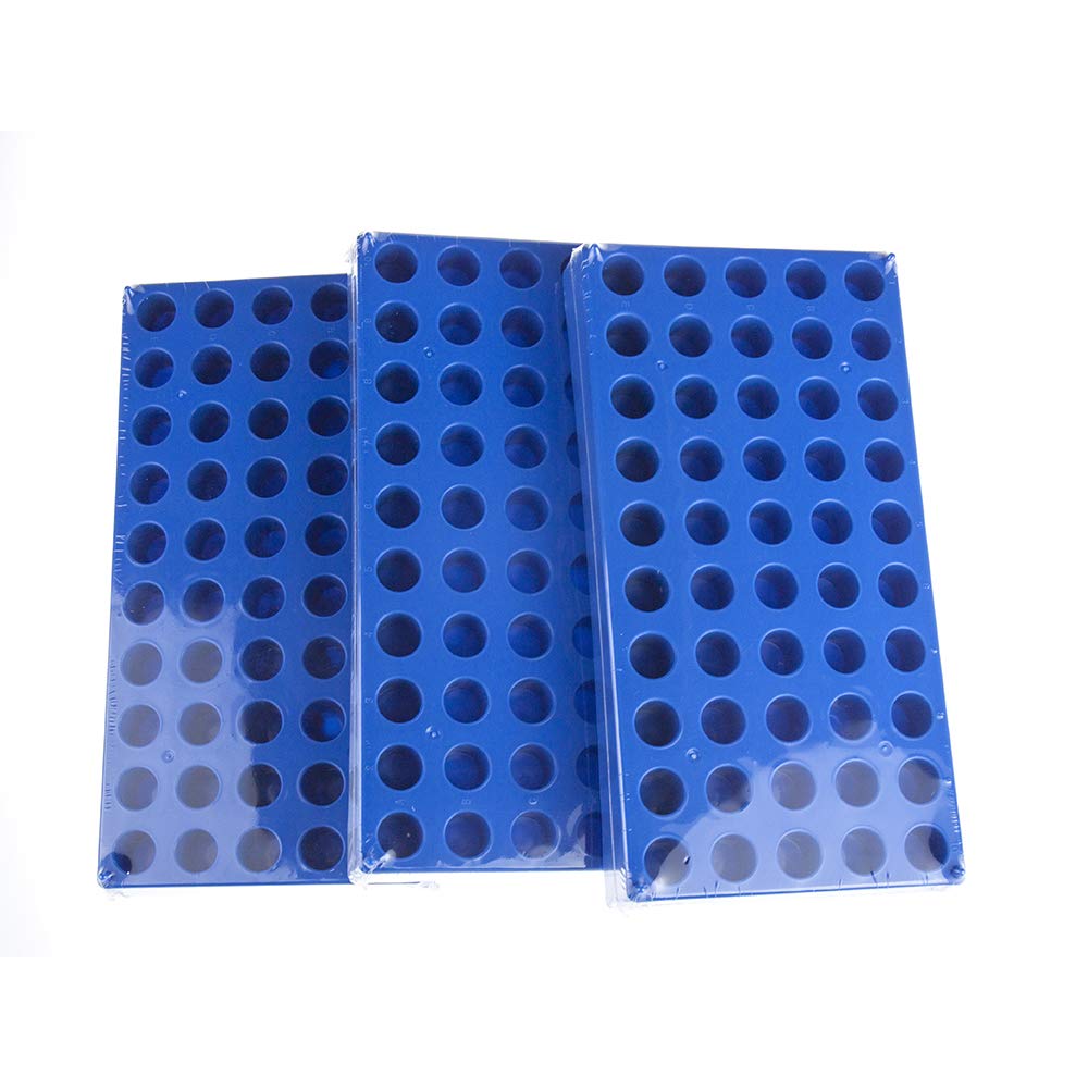 5 Packs Vial Rack,Single Blue Holds 50 Standard 12mm 2ml Vial, Plastic Centrifuge Tube Rack Holder