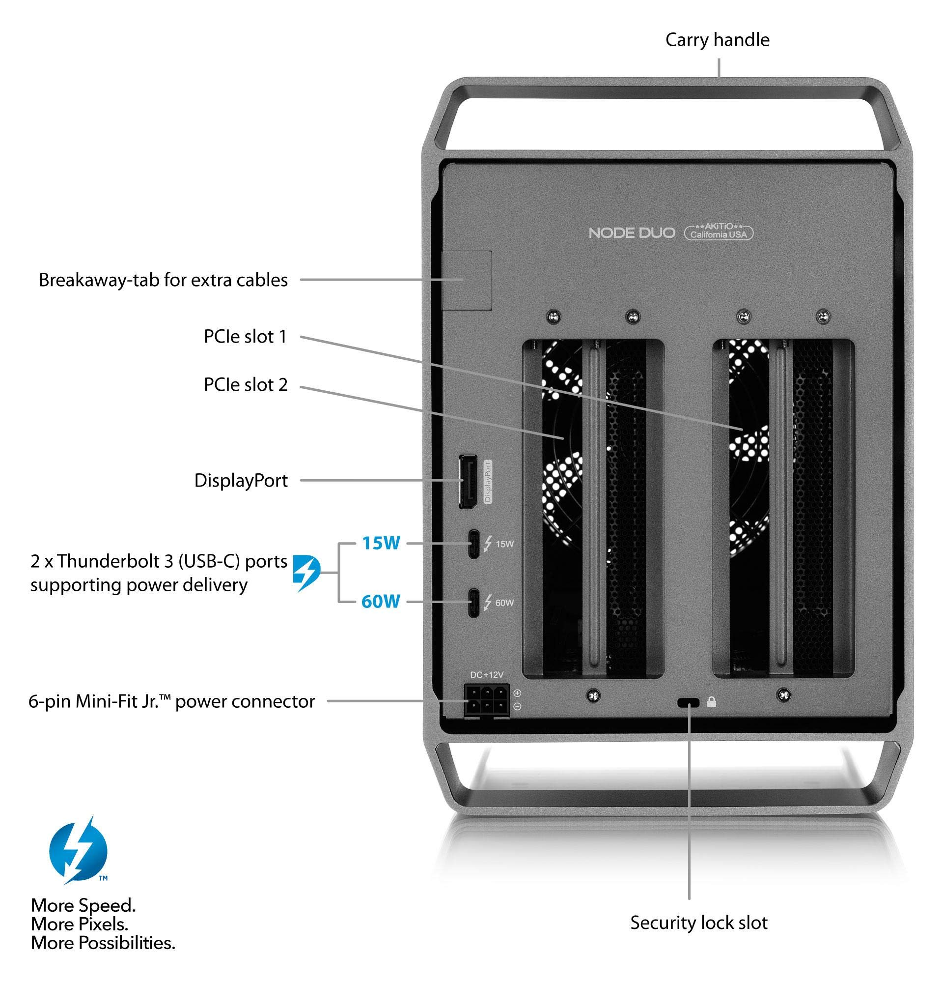 Akitio T3N2AA0002Y00U Node Duo: (Thunderbolt 3 to X2 Half Length PCIe Expansion Box) Electronics
