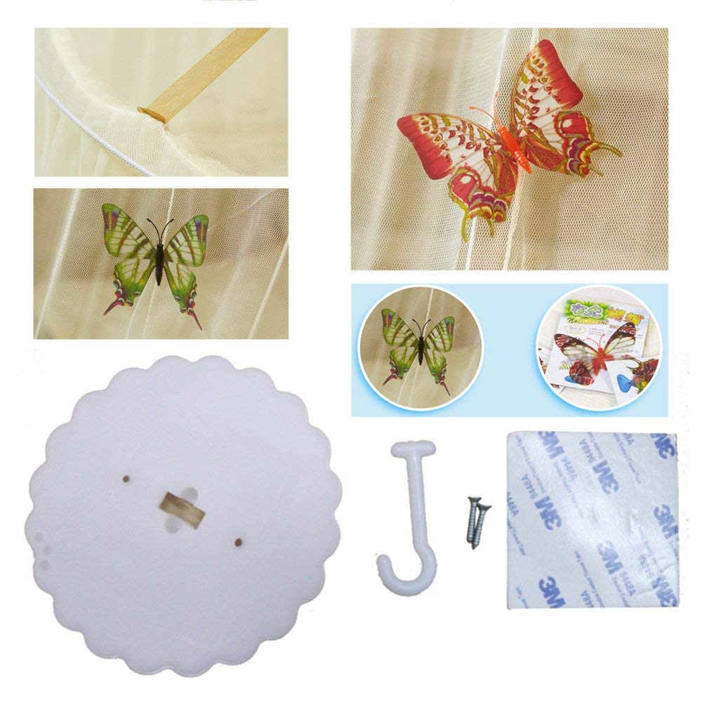 Princess Lace Dome Fantasy Mosquito Netting Hanging Round Canopy Bed Net Height 2.7 m/106 in