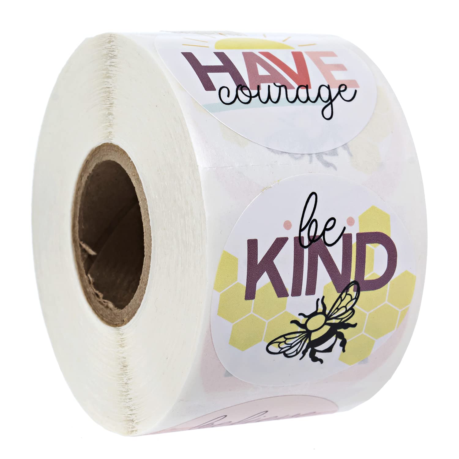 Kindness and Good Vibes Stickers / 500 Encouraging Colorful Classroom Reward Sticker Roll / 6 Alternating Motivational Designs / 1.5" Round Envelope Seals/Made in The USA