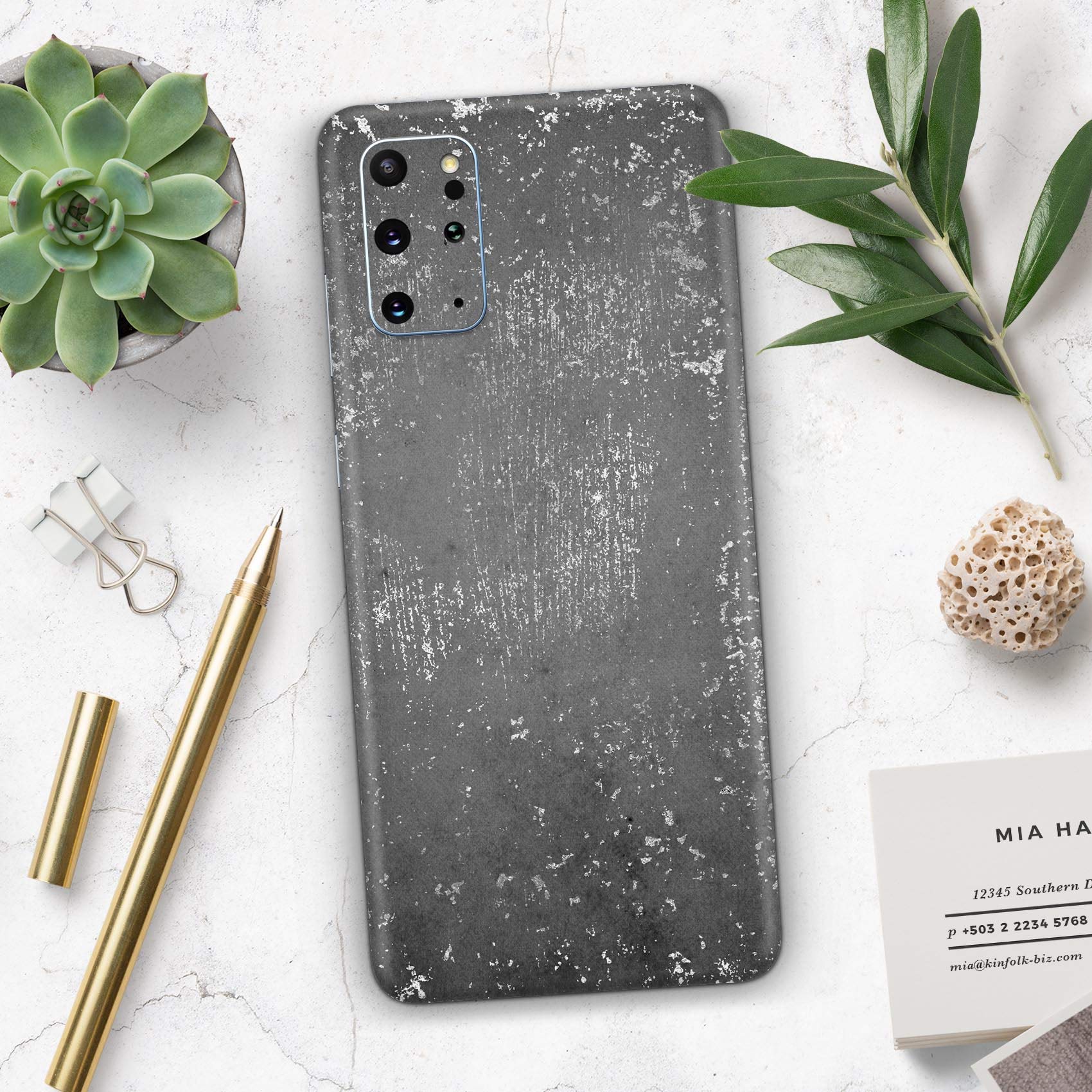 DesignSkinz Distressed Silver Texture v14 Protective Vinyl Decal Wrap Skin Cover Compatible with The Samsung Galaxy S20 (Screen Trim & Back Glass Skin)
