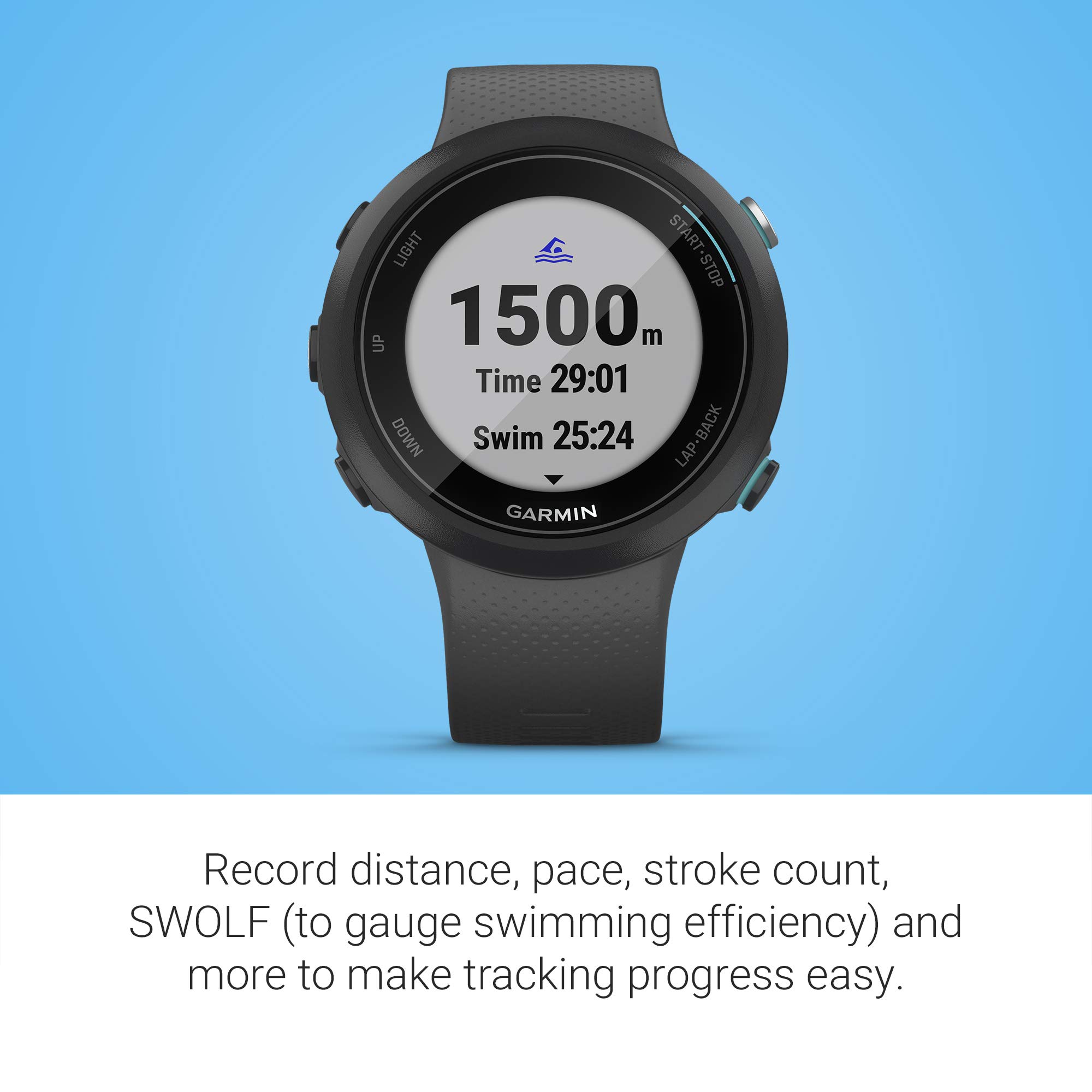 Garmin - Swim 2 Smartwatch 42mm Fiber-Reinforced Polymer - Slate - 010-02247-00 (Renewed)