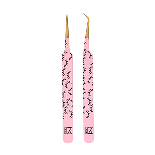M LASH Eyelash Extension Tweezers (Set of 2) - Professional & Precision Lash Tweezers for Eyelash Extensions - Volume & Straight Tweezer for Stunning Results (PL)