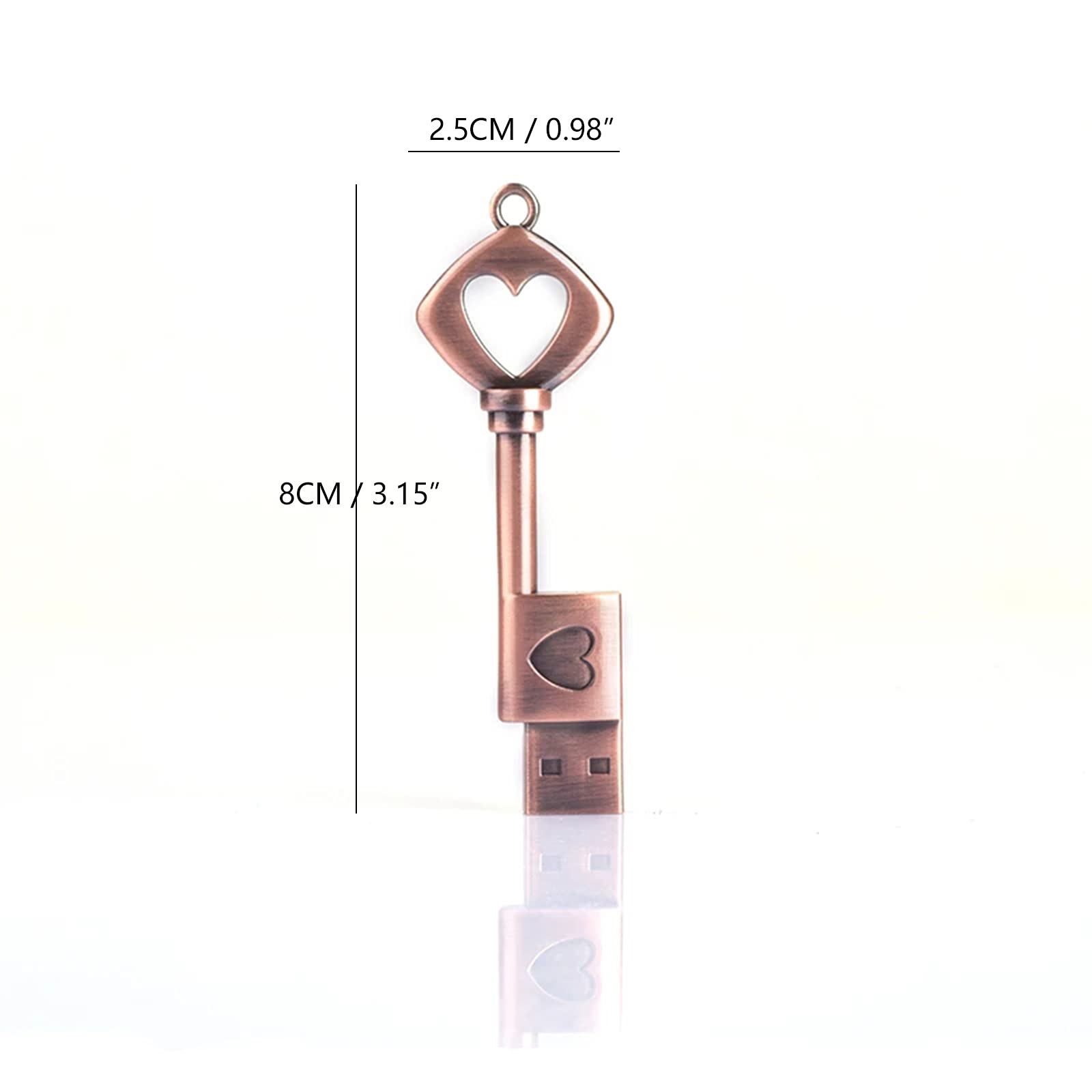 SUNJIANG Cute USB Flash Drive, Metal Love Heart Key Shaped Pen Drive Keychain USB Stick Wedding Memory Stick 32GB Thumb Drive Funny USB2.0 Gifts for Wedding/Photography/Anniversary