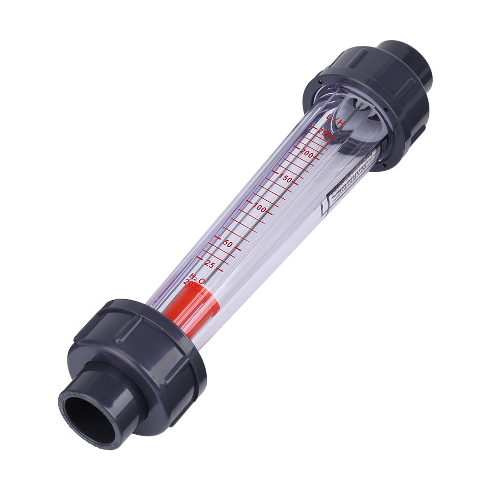 Akozon Rotameter Water Flow Meter Plastic Tube Type 25-250L/H Instantaneous Liquid Water Flow Meter Tube Flowmeter DN15 for Fertilizer l Fiber