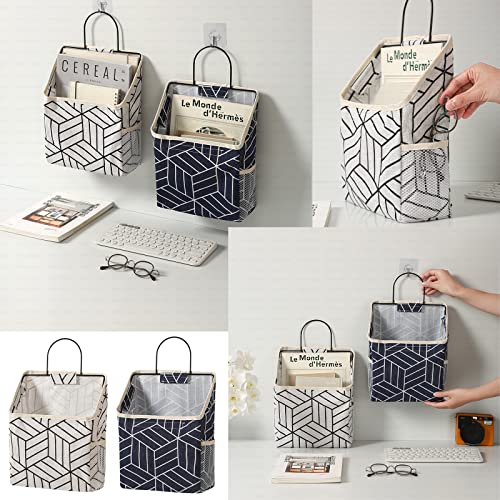 3Pack Wall Hanging Storage Bag Waterproof Over The Door Closet Organizer Hanging Pocket Linen Cotton Organizer Box Containers for Home,Dormitory,Bedroom, Bathroom (3 Pack)