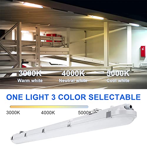 4FT LED Vapor Tight Lights, 40W/50W/60W Selectable 5200LM Vapor Proof Light 3000K/4000K/5000K Tunable, Indoor Waterproof Workshop Light, IP66 DLC ETL Approved for Cold Room, Car Wash (6Pack)