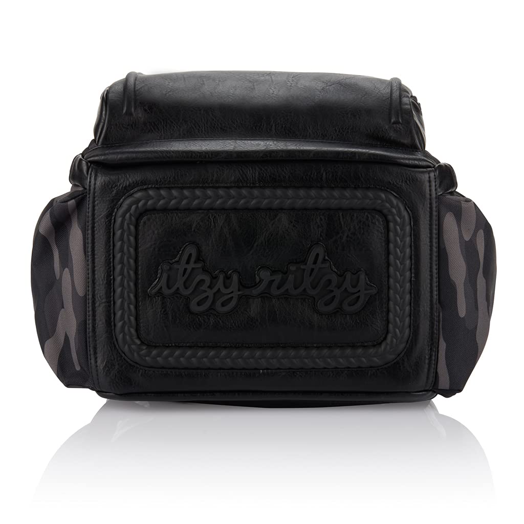 Itzy Ritzy Chelsea + Cole Diaper Bag Backpack - Large Capacity Boss Backpack Diaper Bag; Includes Changing Pad, Stroller Clips and Tassel, Camo with Stag Head Print Interior and Black Hardware
