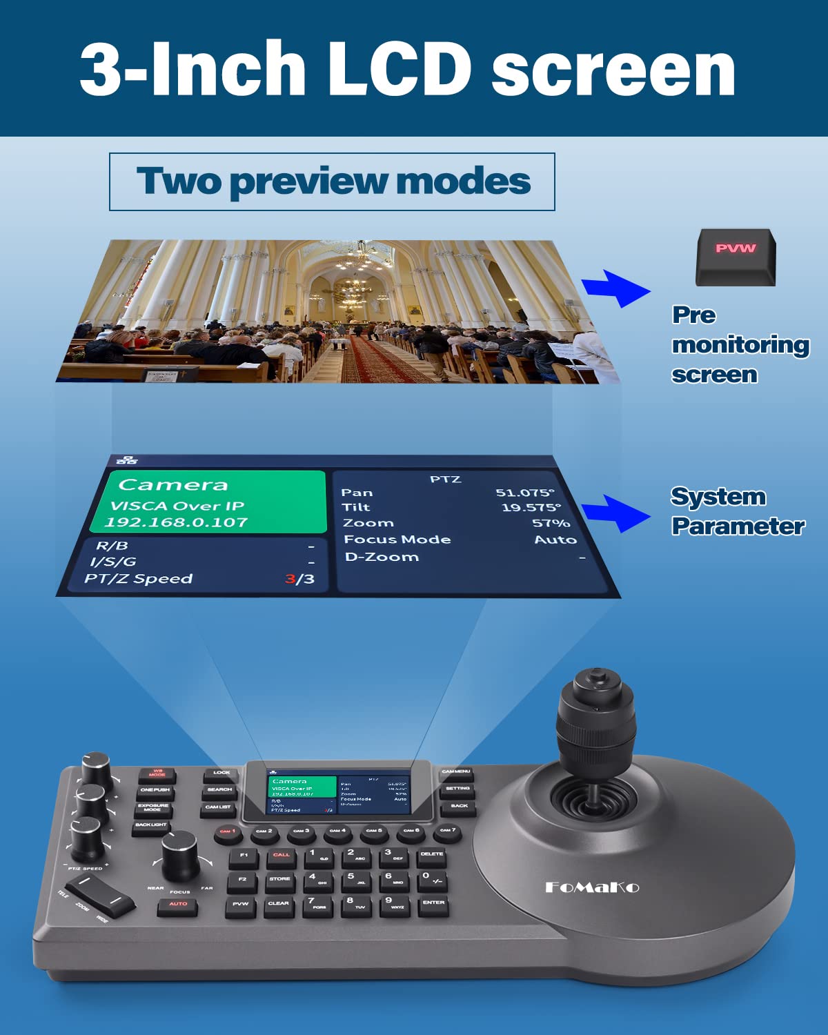 FoMaKo PTZ Camera 30X Optical Zoom HDMI PTZ Bundle with PTZ Controller PoE Keyboard,Contains 2 Items(FMK30SDI+KC608)