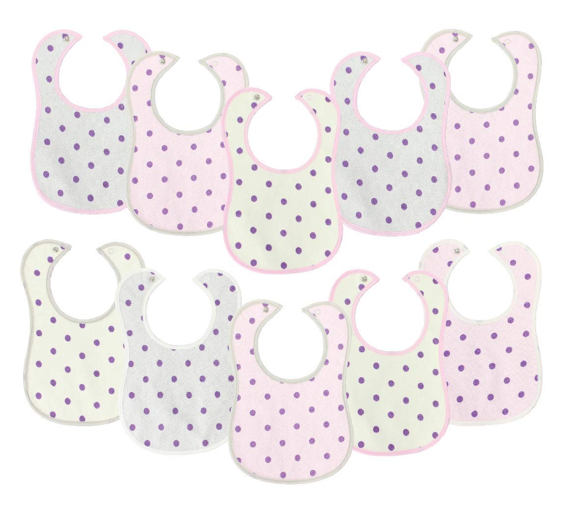 BornCare 10 pack baby bibs 3 Layer Drool Waterproof Newborn 0-6 months, Baby boy or girl Bibs with snap for drooling and teething, 100% cotton 12x8, Gift Set